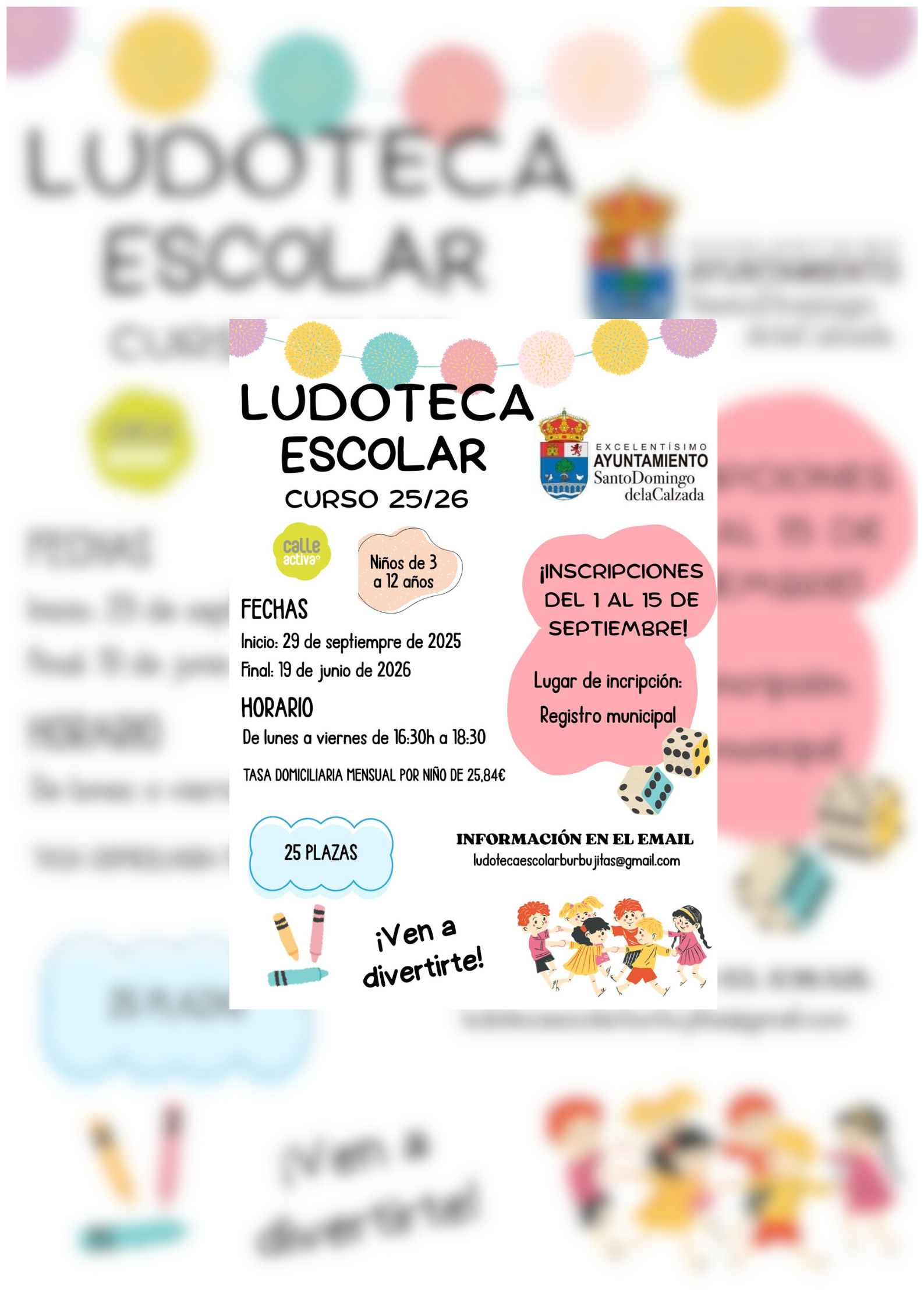 LUDOTECA ESCOLAR; CURSO 25/26 | Ayuntamiento de Santo Domingo de la Calzada